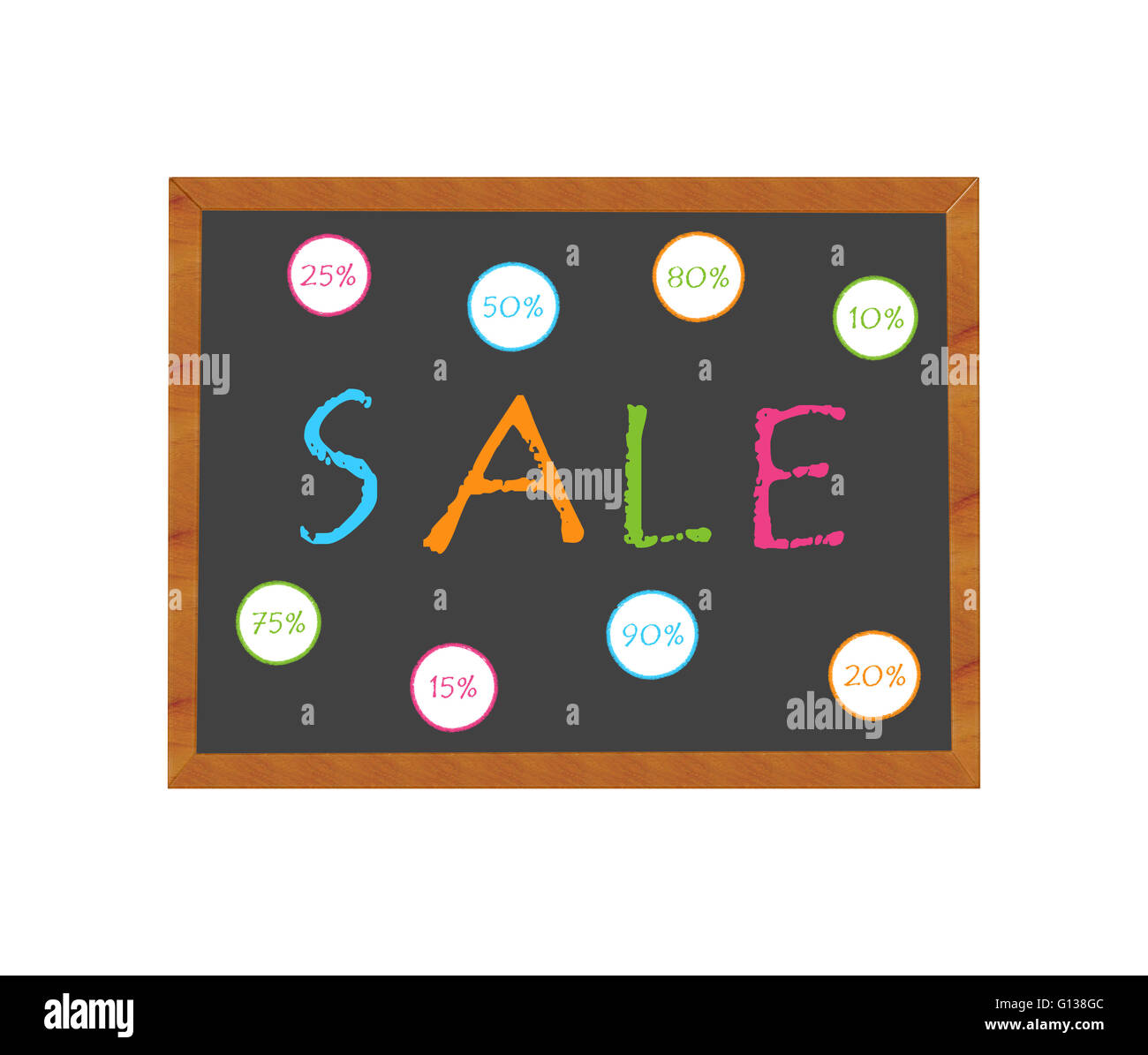 Blackboard symbolizing sales with promotions and discounts Stock Photo ...