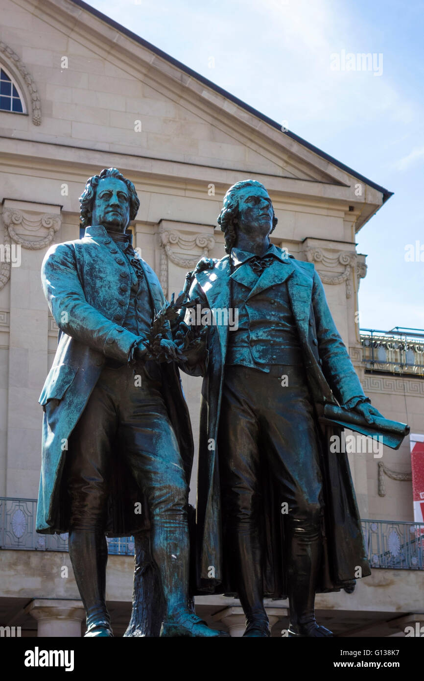 Goethe and Schiller monument, Weimar Stock Photo - Alamy