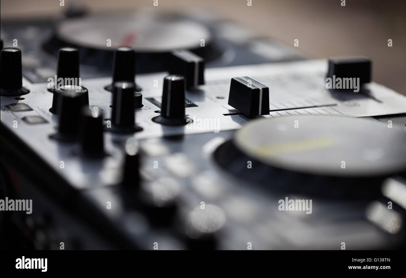 Professional audio mixing technology for disc jockey. Modern device for ...