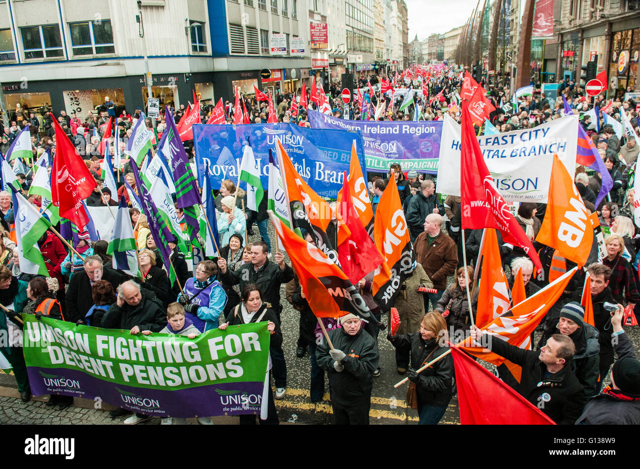 Belfast, Northern Ireland, 30 Nov 2011 - Thousands of striking public ...