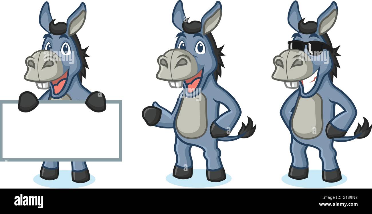 Blue Donkey Mascot happy Stock Vector Image & Art - Alamy