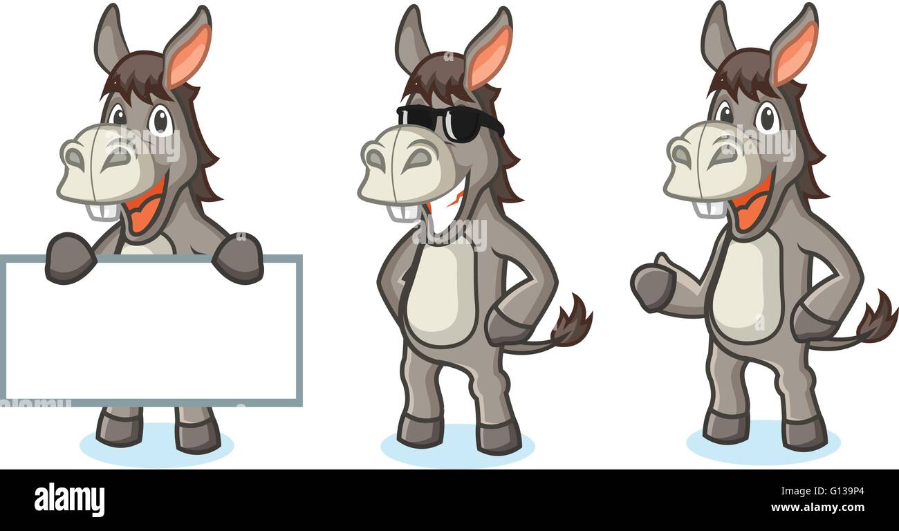 Gray Donkey Mascot happy Stock Vector Image & Art - Alamy