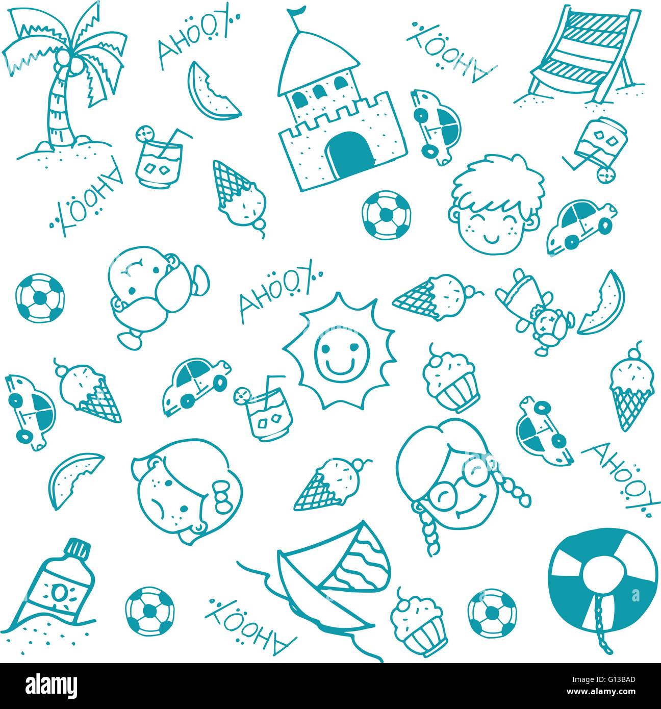 Beach doodle art for kids Stock Vector Image & Art - Alamy