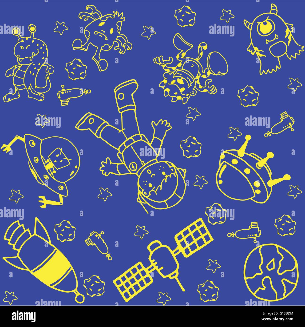 Astronaut in space doodle art Stock Vector Image & Art - Alamy