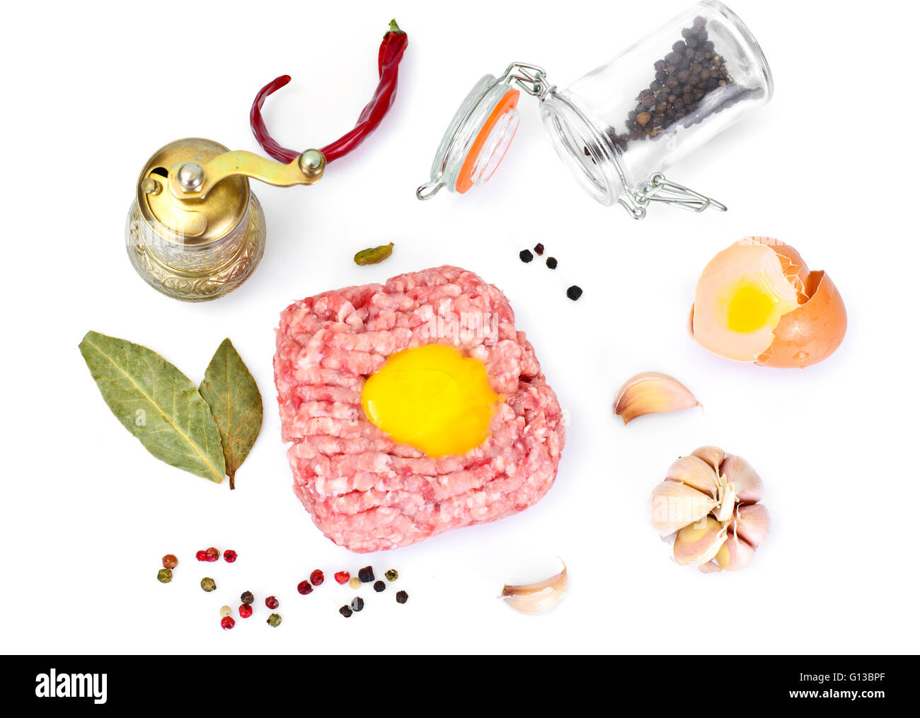Chopped Meat on White Background Stock Photo - Alamy
