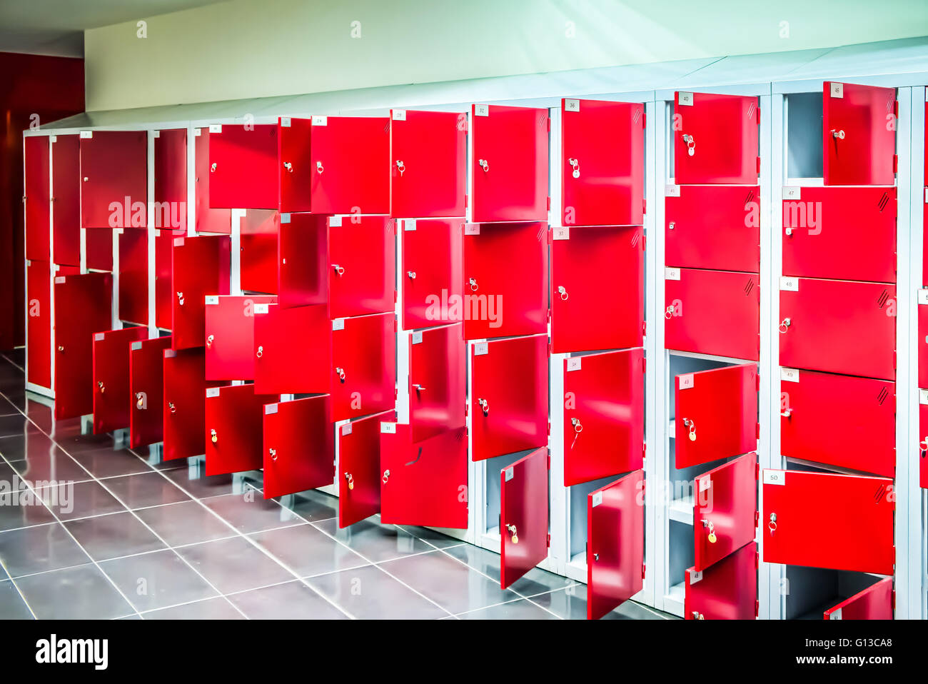 Red Lockers Stock Photo - Alamy