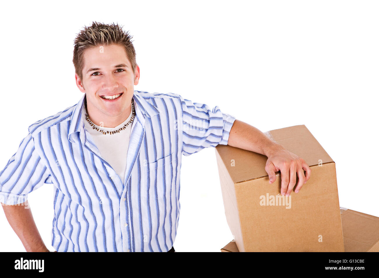 Series of a young man getting ready for college, with packing boxes and ...