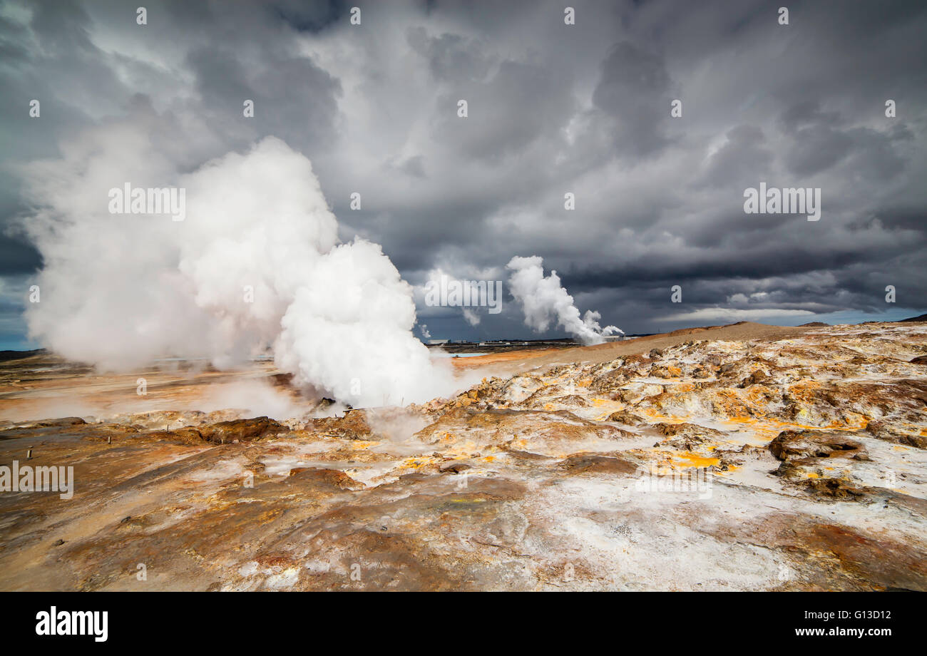 Active geothermal area Gunnuhver at Reykjanes penininsula in Iceland ...