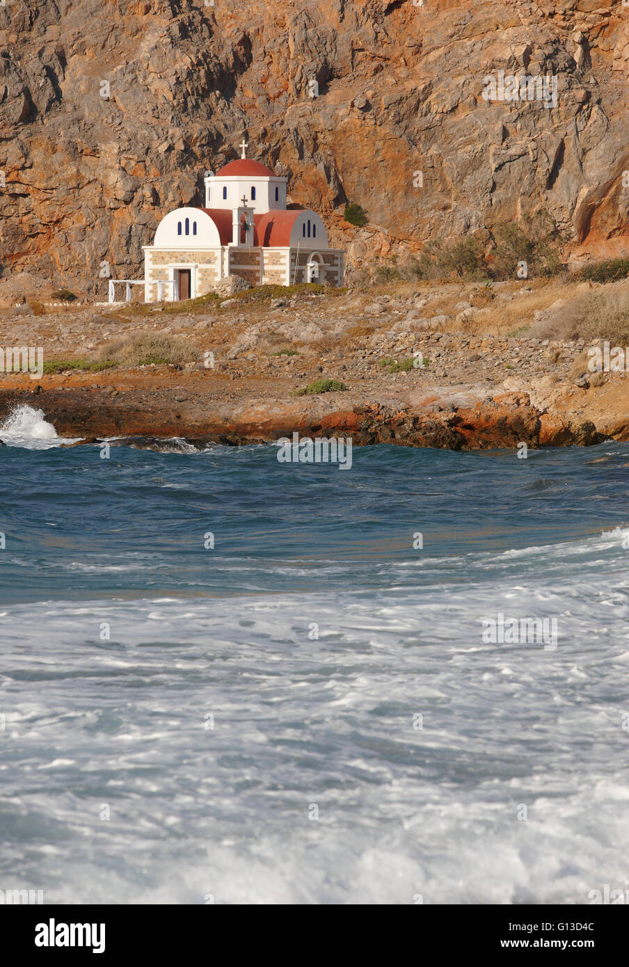 Traditional greek church near the coast. Crete. Greece. Vertical Stock ...