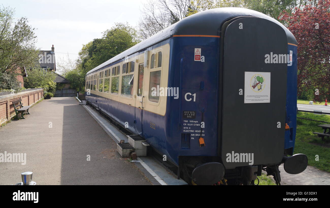 Restored train carriage at Rayne Station, Essex Stock Photo - Alamy