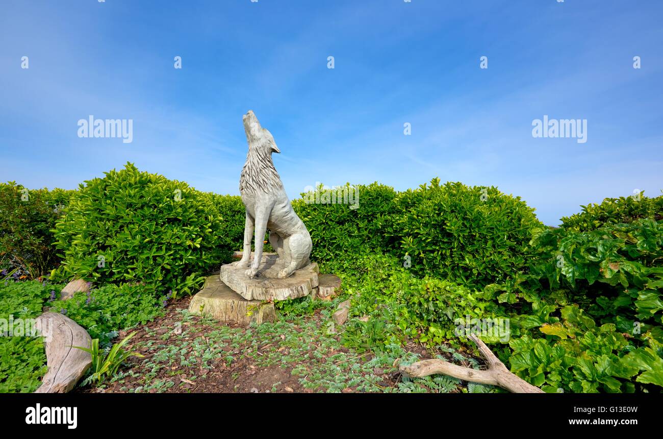 The legend of St Edmund and the wolf commemorated by a carved wooden ...