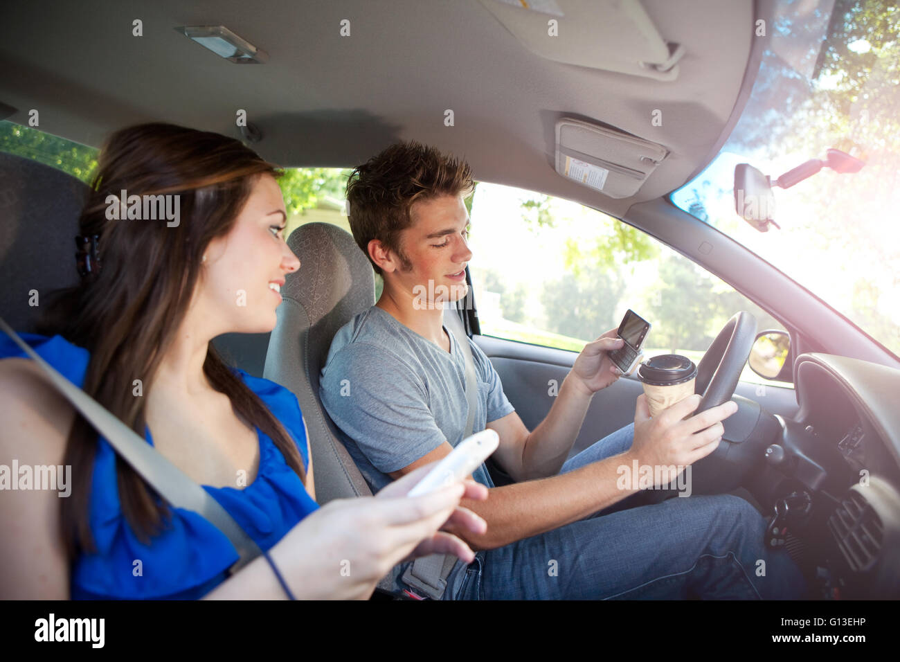 Series with two teens driving in a car. Includes lots of images with ...