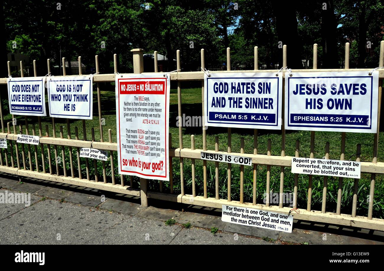 NEW YORK CITY: Religious signs about God and Jesus hung by aN ...