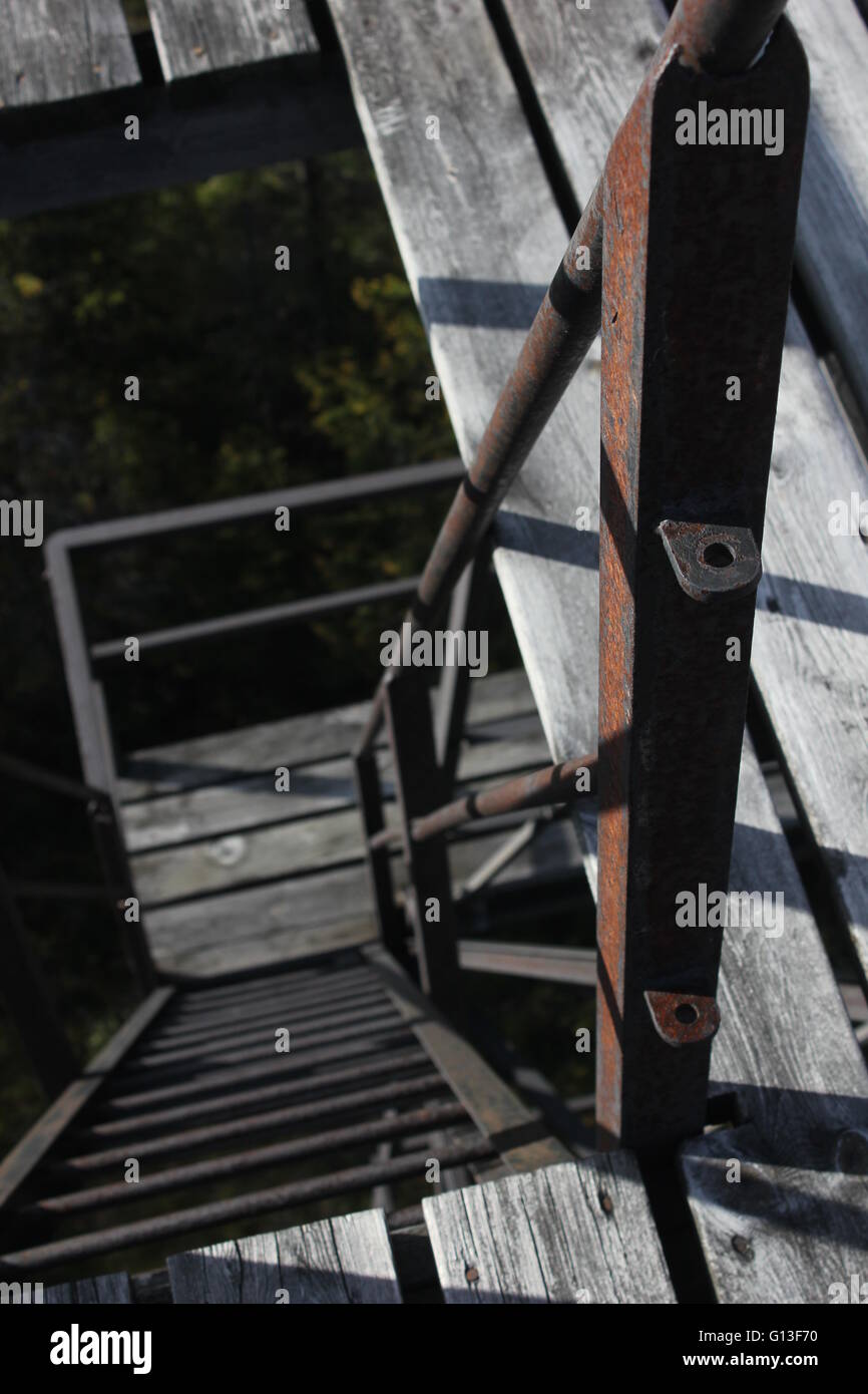 Looking down on steep and rusty ladder steps Stock Photo - Alamy