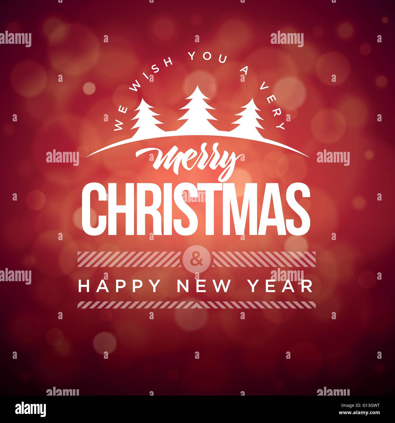 Vector Christmas typographic red greeting card design Stock Vector ...