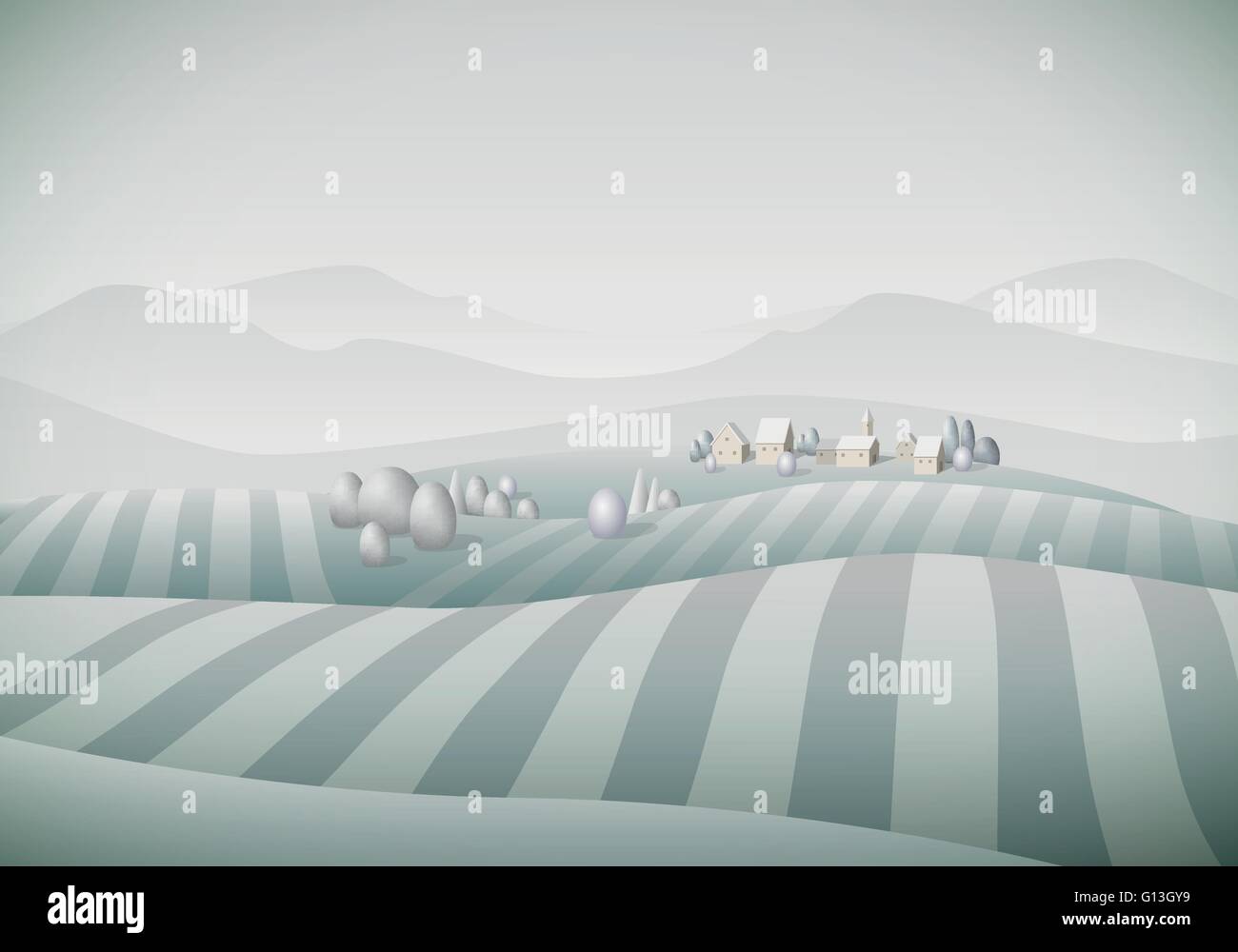 Village in valley, village Stock Vector Images - Alamy