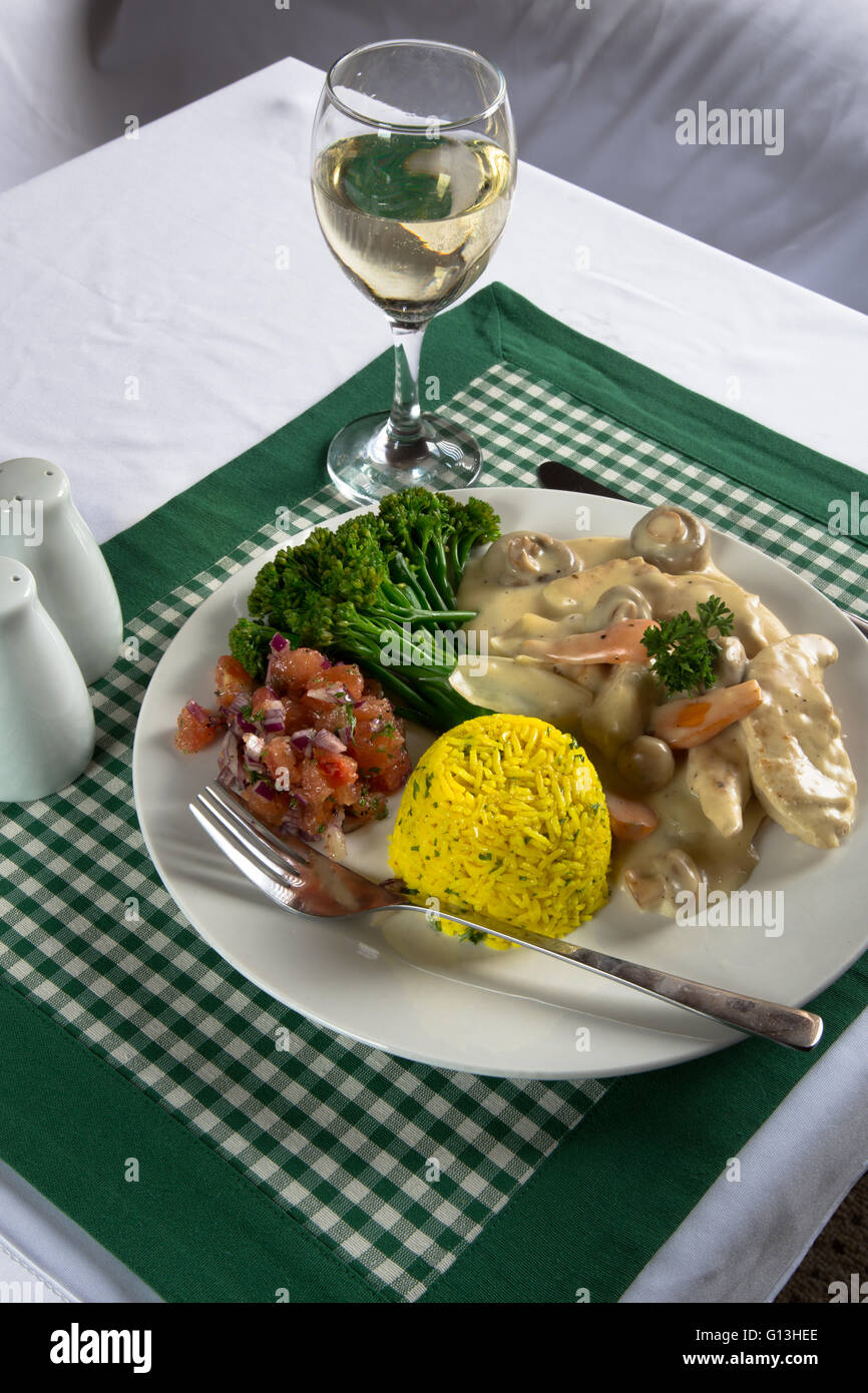 A serving of homemade Chicken Fricassee with Saffron Rice, ch comfort ...