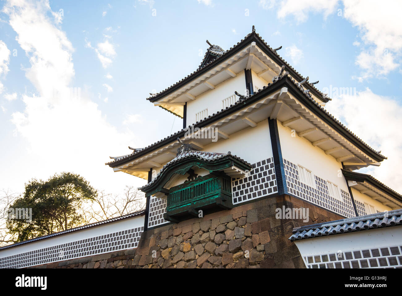 Kanazawa, Japan - 15 February, 2015: Kanazawa Castle is a large, well ...