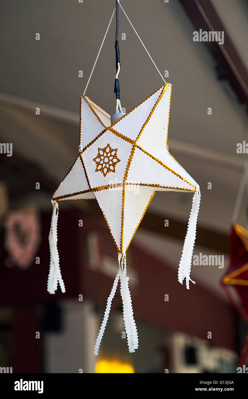 White Thai lamp hanging from the ceiling Stock Photo - Alamy