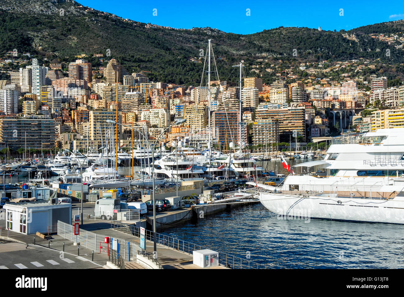 Yachts moored in Monte Carlo marina, Monaco Principality Stock Photo ...