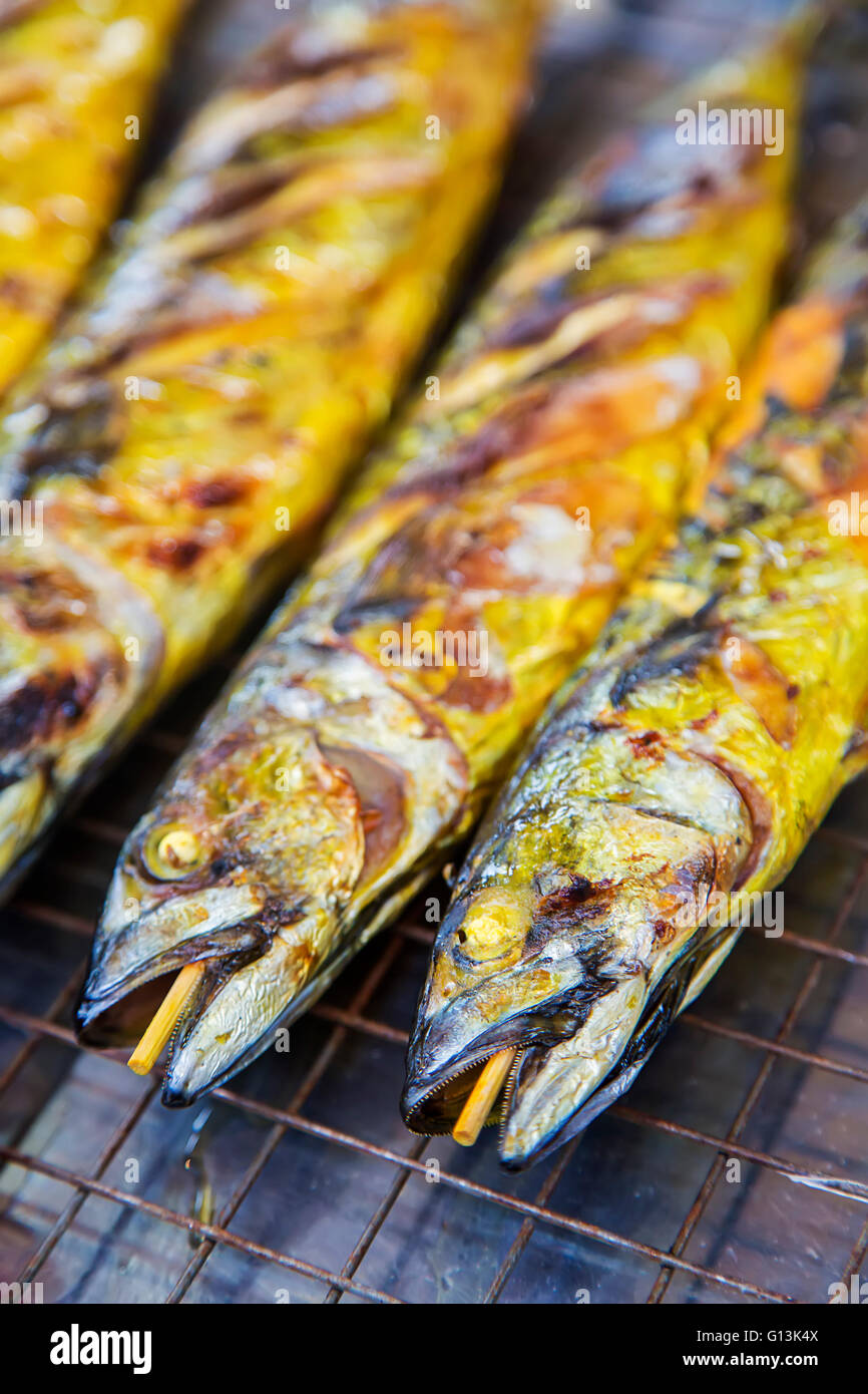 Closeup of the skewered fish in Thailand Stock Photo - Alamy