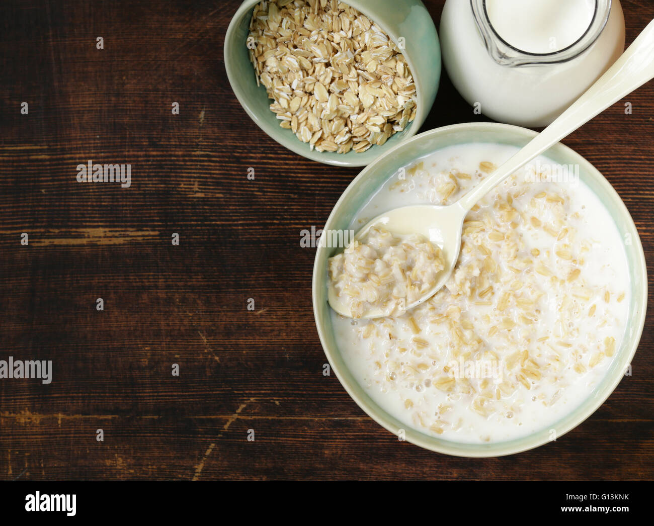 oatmeal porridge with milk - healthy breakfast Stock Photo - Alamy