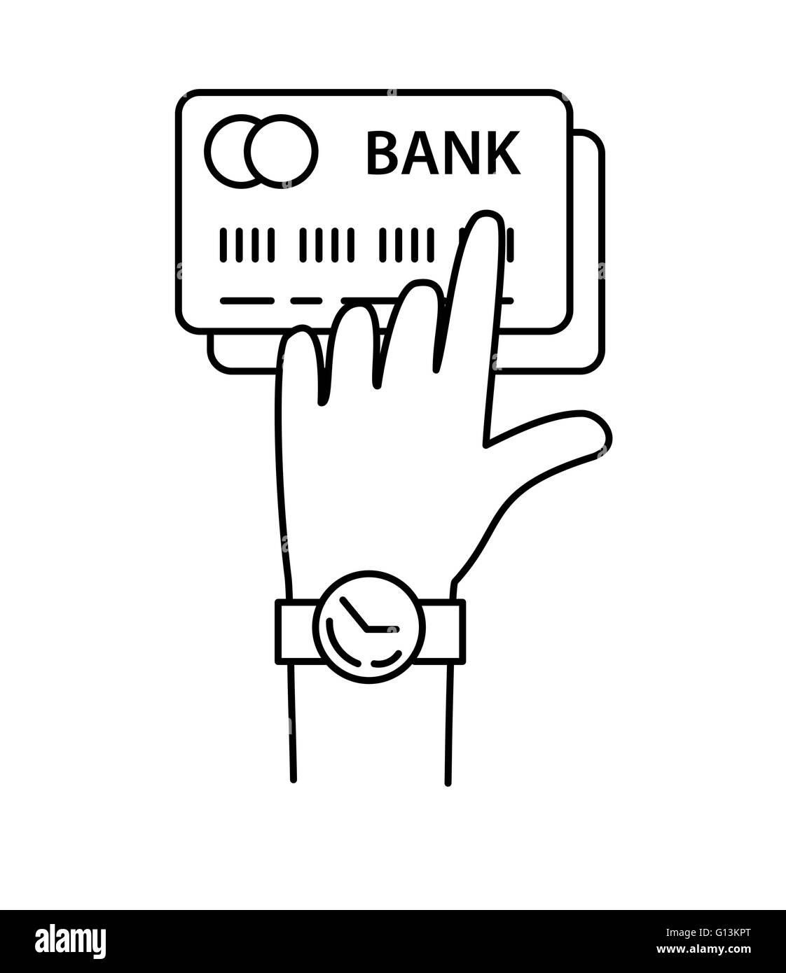 Hand with credit cards line icon vector, internet banking Stock Vector ...