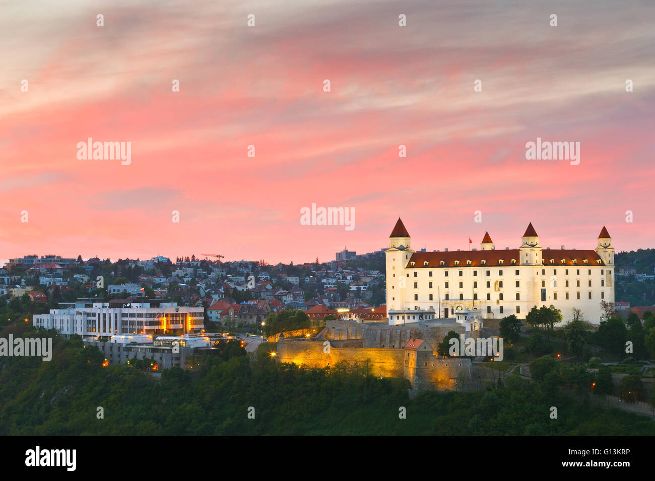View of Bratislava castle at sunset, Slovakia Stock Photo - Alamy