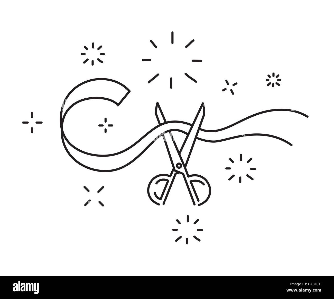 Scissors cut the ribbon line icon opening ceremony symbol vector ...