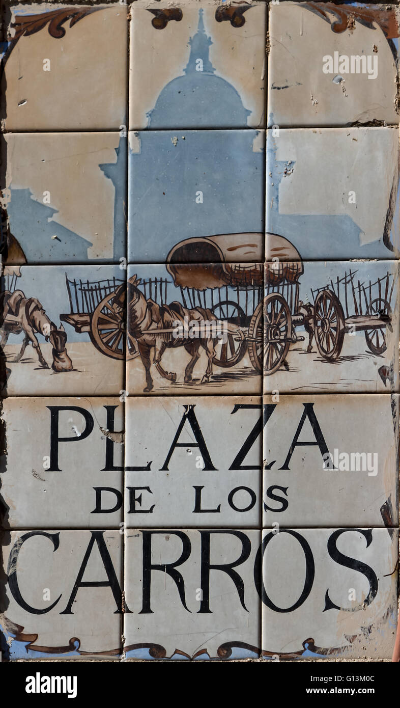 MADRID, SPAIN - MARCH 13, 2016: Closeup of the street sign in Madrid ...