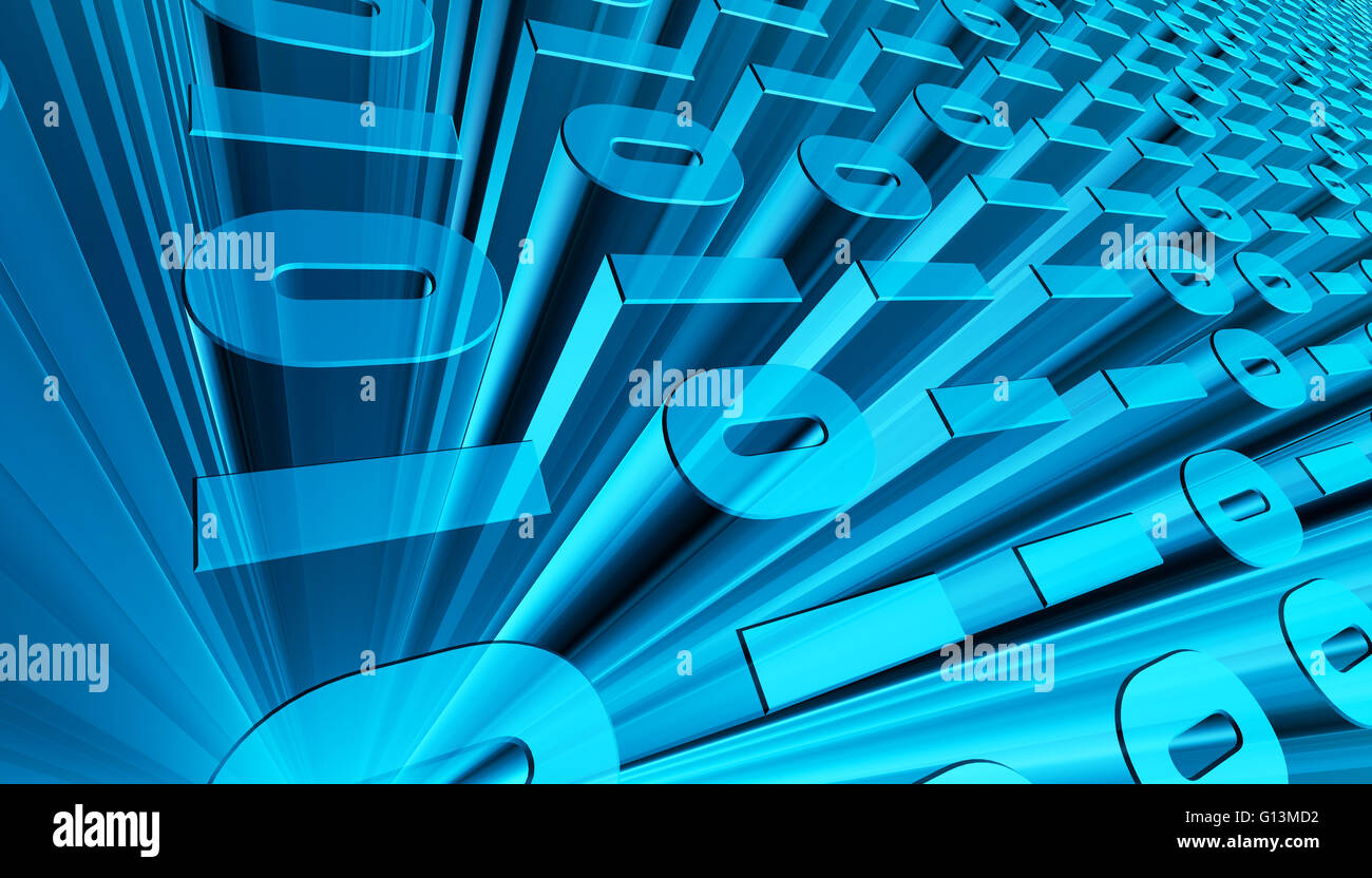 3D illustration of Binary digital code abstract background, digital ...