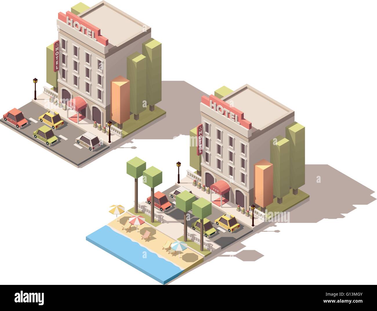 Vector isometric hotel building Stock Vector Image & Art - Alamy