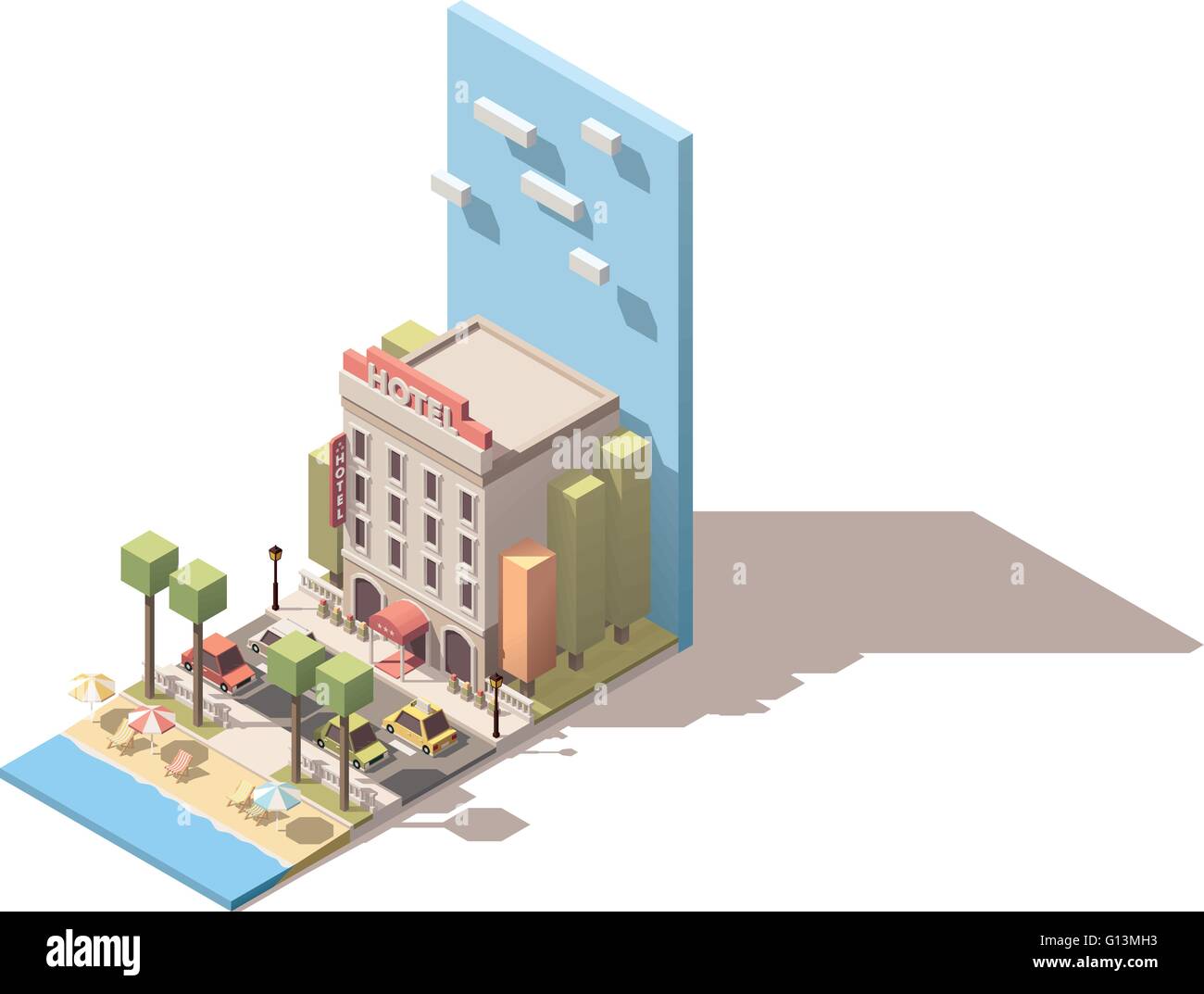 Vector isometric town beach hi-res stock photography and images - Alamy