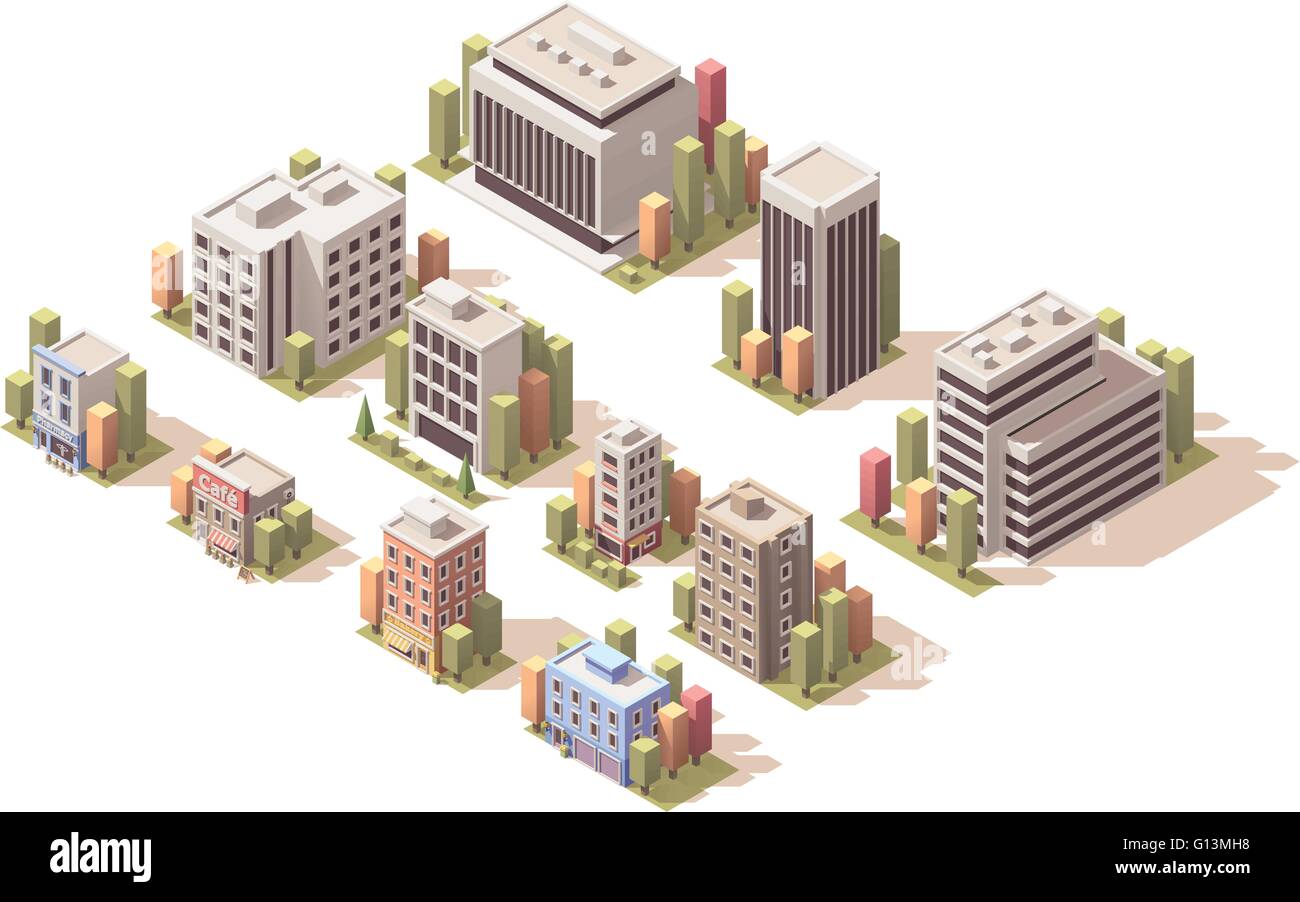 Vector isometric buildings set Stock Vector Image & Art - Alamy