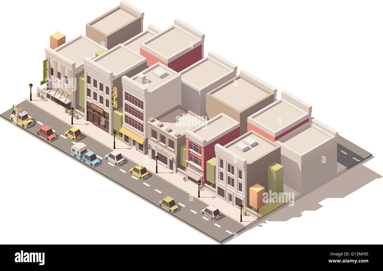 Vector isometric small town street Stock Vector Image & Art - Alamy