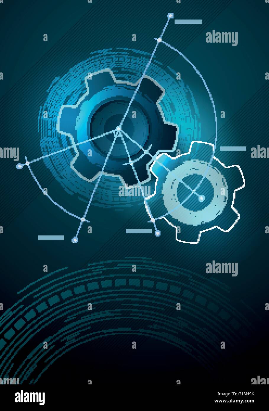 Vector technological infographic layout design. Elements are layered ...