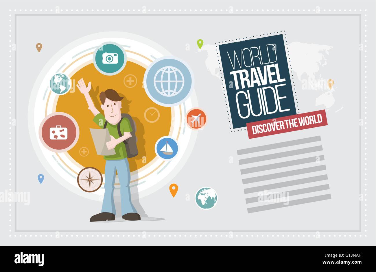 Vector travel concept illustration, icon and layout design. Elements ...