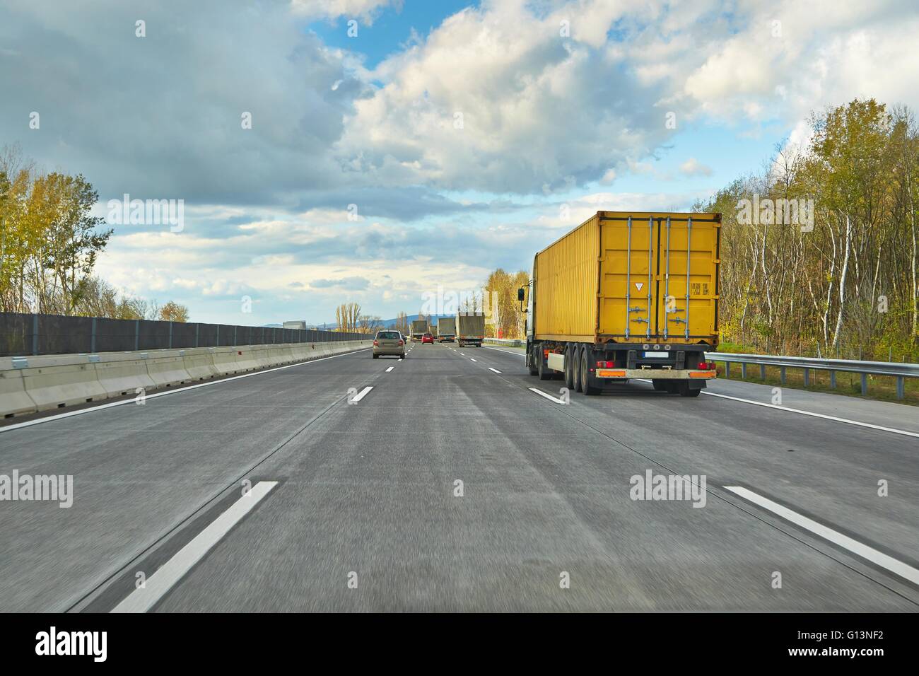 Highway Driver View Stock Photo - Alamy
