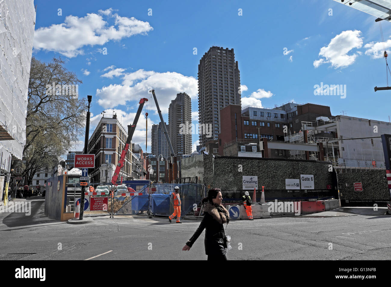 Cross Rail Long Lane Farringdon Station construction site view from ...