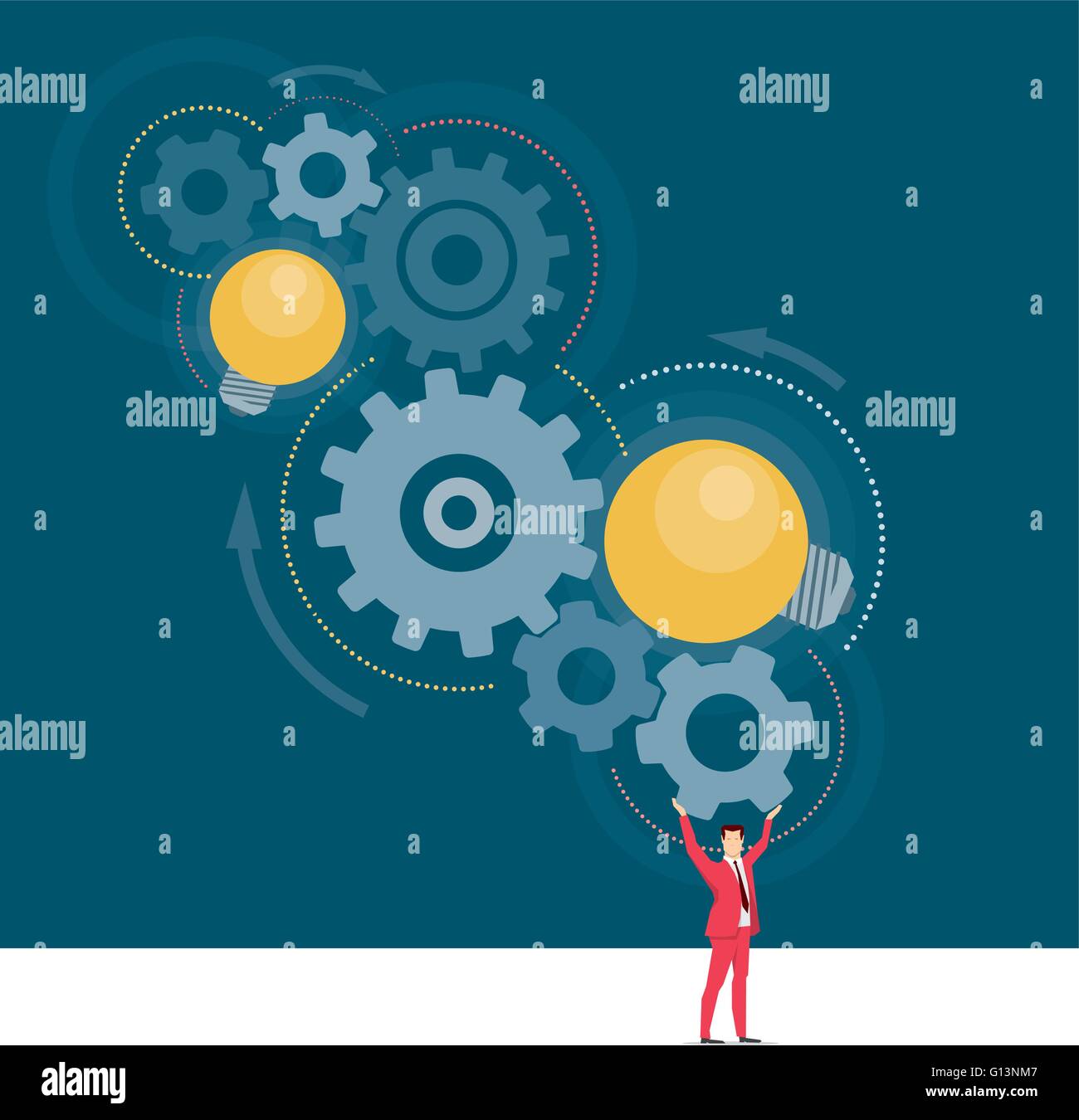 Red suit businessman. Great ideas. Vector concept illustration Stock ...
