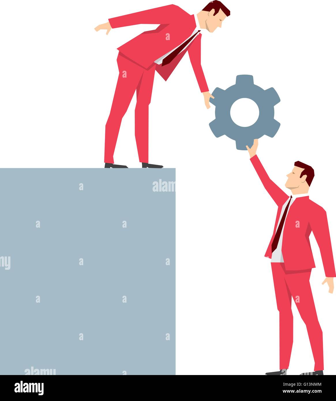 Red suit businessman. Teamwork. Vector concept illustration Stock ...
