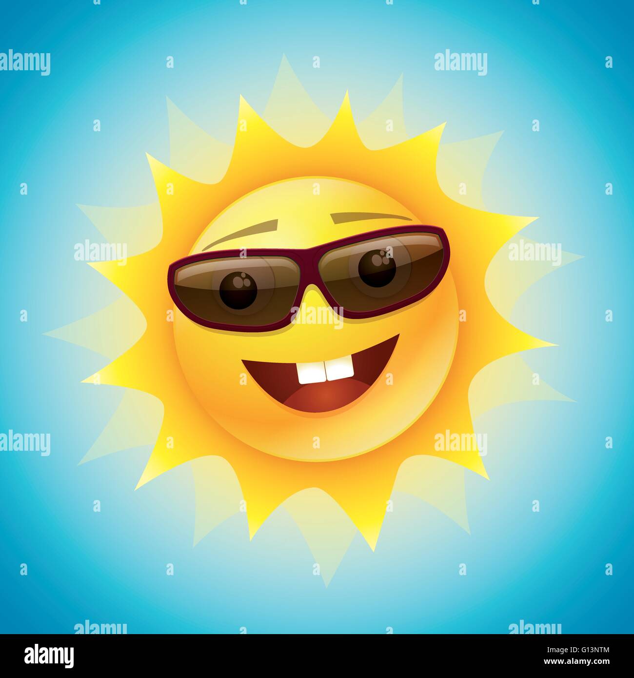 Vector Summer sun character design. Elements are layered separately in ...