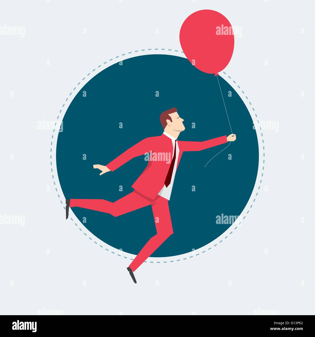 Illustration man flying balloons hi-res stock photography and images ...