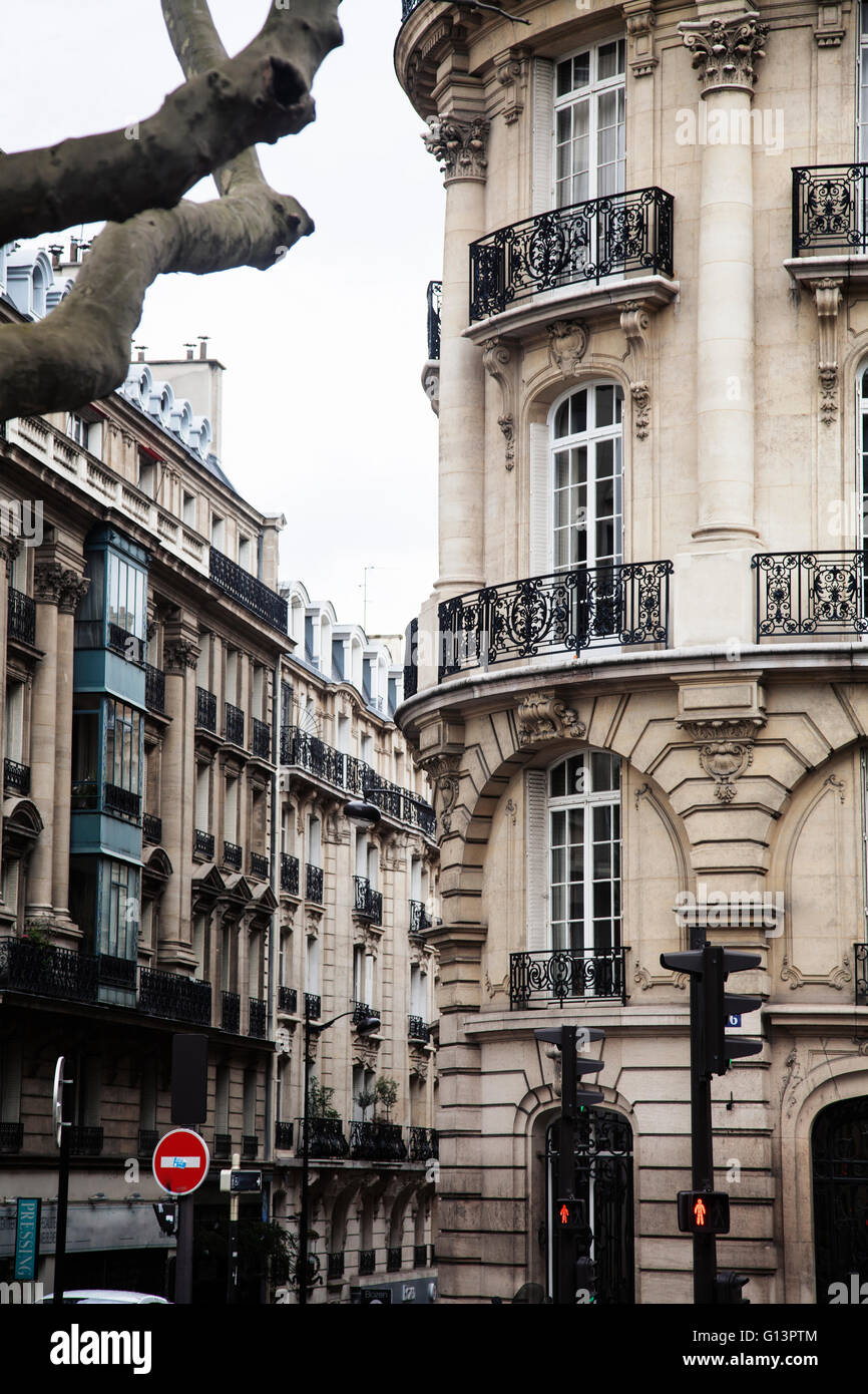houses on french streets of Paris. citylife concept Stock Photo - Alamy
