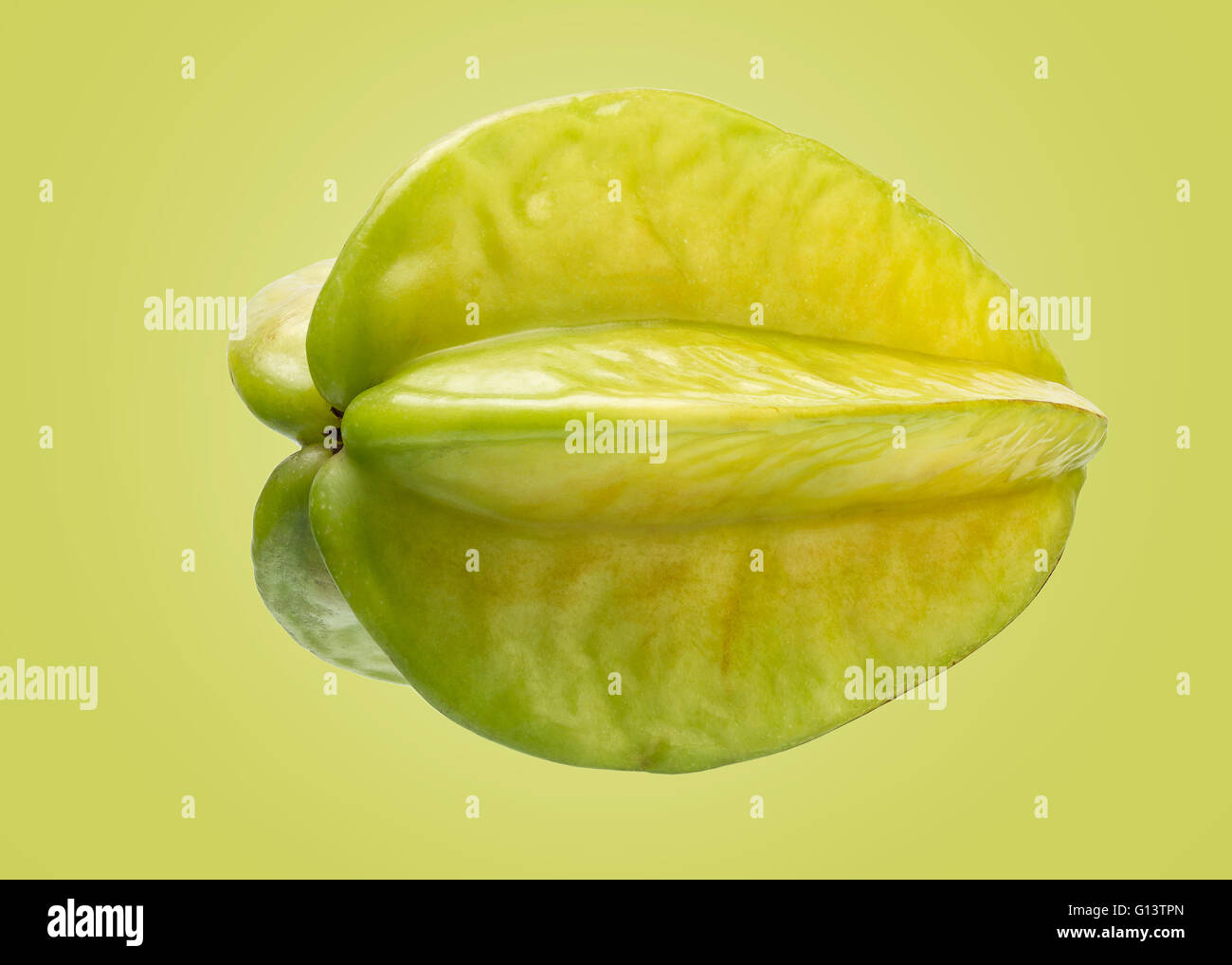 Fresh Carambola Isolated on Green Background in Full Depth of Field ...
