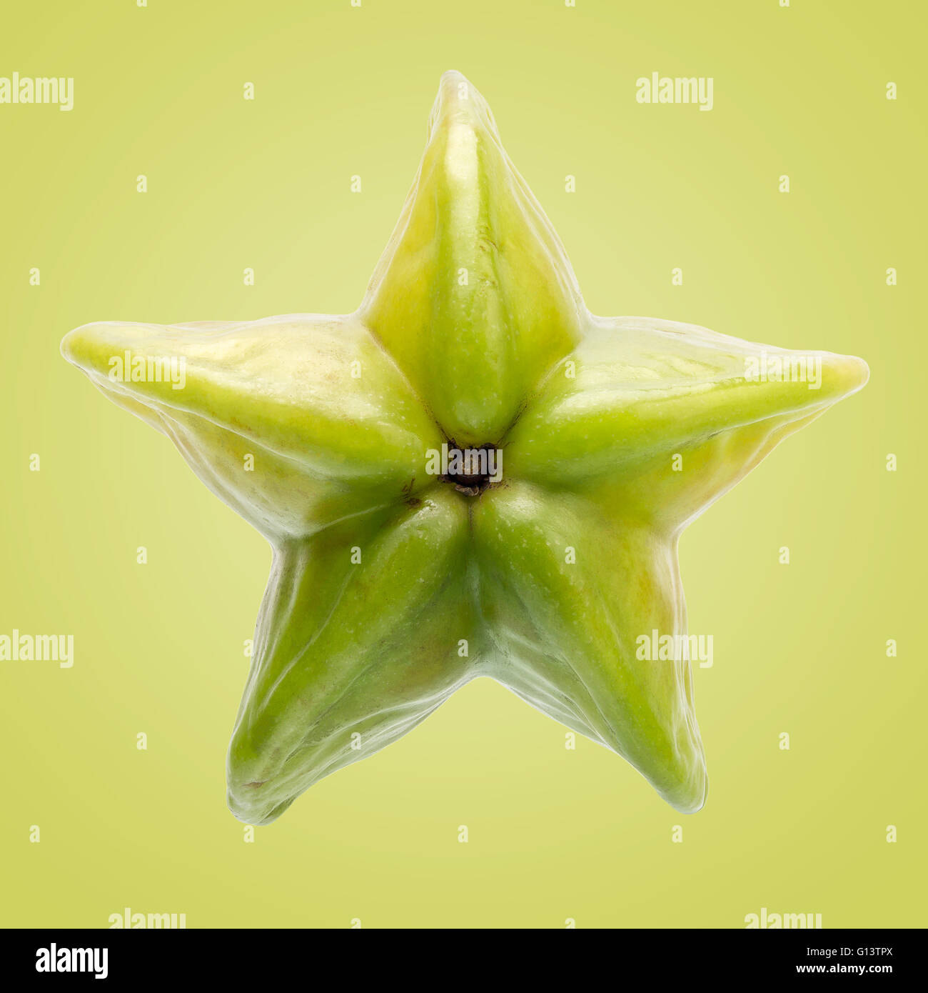 Fresh Carambola Isolated on Green Background in Full Depth of Field ...