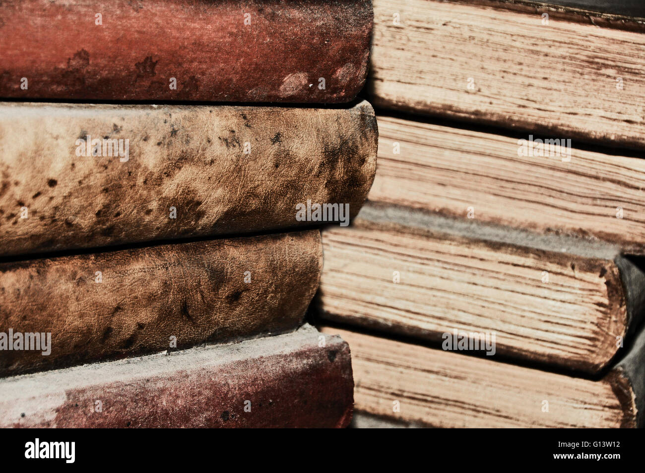 closeup of some piles of old books Stock Photo - Alamy