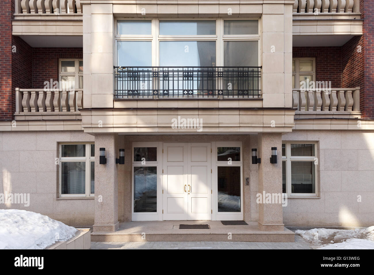 Office facade, entrance doors group of a new contemporary office ...