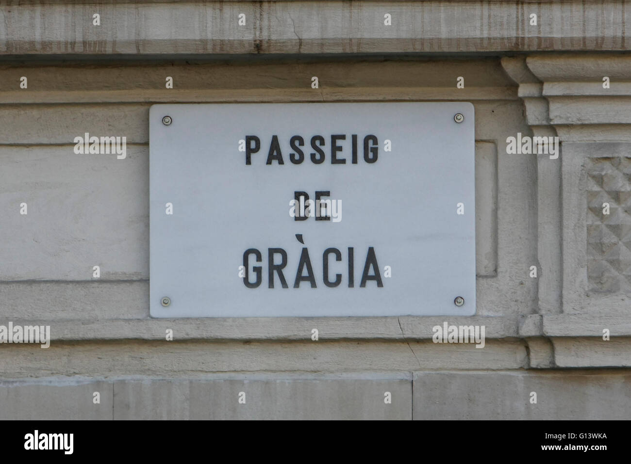Passeig de gracia street sign, barcelona, spain Stock Photo - Alamy