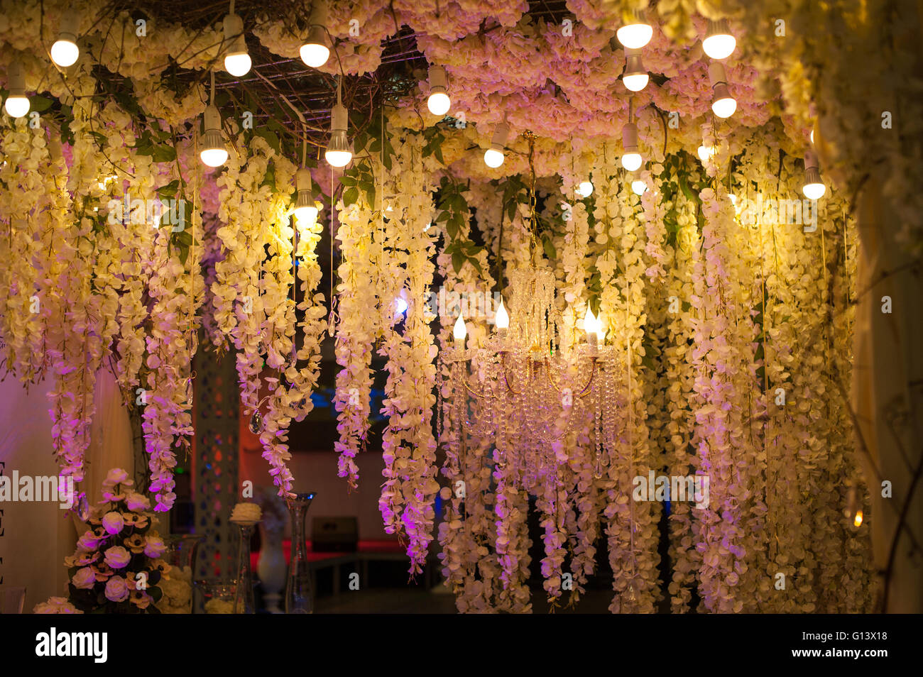 Luxury beautiful decor evening with lights for wedding Stock Photo - Alamy